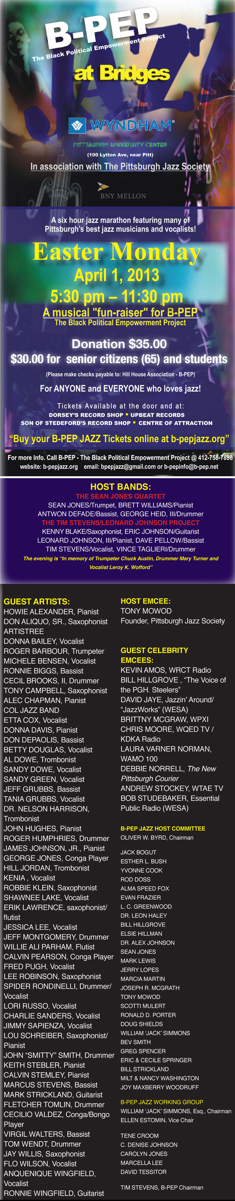 B-PEP IN ASSOCIATION WITH THE PITTSBURGH JAZZ SOCIETY PRESENTS B-PEP ...