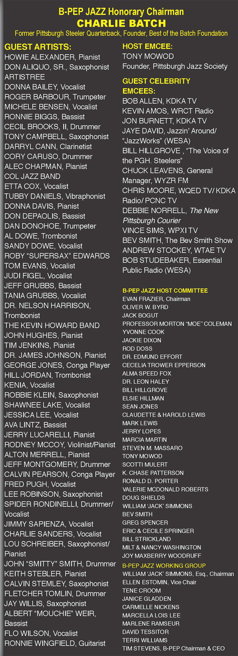 B-PEP IN ASSOCIATION WITH THE PITTSBURGH JAZZ SOCIETY PRESENTS B-PEP ...