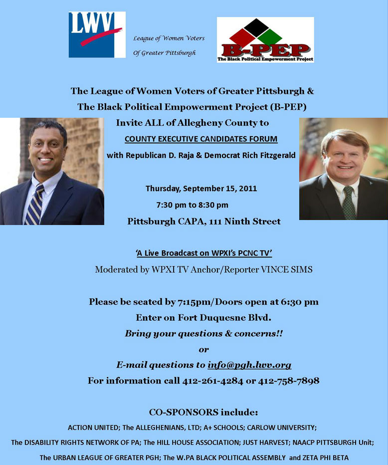 LEAGUE OF WOMEN VOTERS OF ALLEGHENY COUNTY AND B-PEP HOST TELEVISED ...