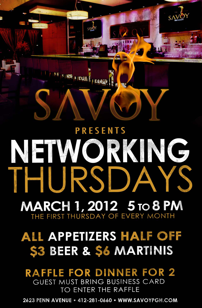 SAVOY RESTAURANT AND LOUNGE PRESENTS NETWORKING THURSDAYS THE FIRST ...